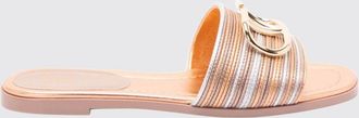 Valentino Garavani VLogo Signature Pantoletten aus laminiertem Leder mit niedrigem Absatz