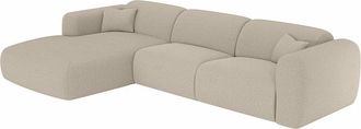 Vente-Unique Ecksofa mit Express-Schlaffunktion - Ecke Links - Stoff meliert - Beige - POGNI