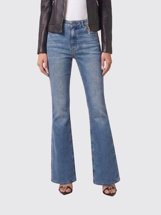 Philipp Plein Jean &eacute;vas&eacute; taille haute en denim stretch avec logo m&eacute;tallique