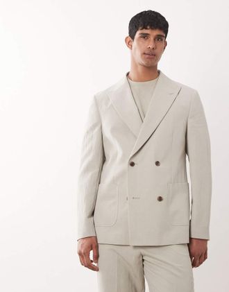 Asos Zweireihiger Anzug-Blazer in Salbeigr&uuml;n mit regul&auml;rer Passform