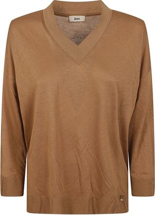 Herno Femme, Pulls, Brun, Taille: 40 FR Pull en maille &agrave; effet Glam