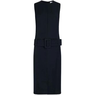 Patou Schwarzes Kleid mit G&uuml;rtel und Schlitz - - Dresses - Damen - Blau - M