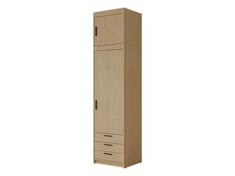 Mirjan24 Kleiderschrank Elena 1D3S, Dreht&uuml;renschrank mit 3 Schubladen und 4 Einlegeb&ouml;den, Schrank f&uuml;r Flur, Farbauswahl (Ge&ouml;lte Eiche, Mit Schrankaufsatz)