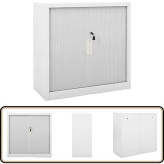 vidaXL Armoire &agrave; portes coulissantes Gris 90x40x90 cm Acier - Armoire &agrave; Portes Coulissantes - Meuble Rangement - Armoire M&eacute;tal - Armoire Grise - Armoire