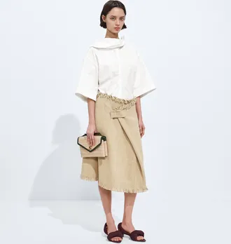 Bottega Veneta Jupe en daim &agrave; motif Intreccio mini - Beige - Femme - 32