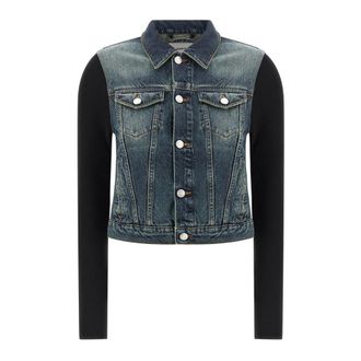 Coperni Femme, Vestes, Bleu, Taille: 38 FR Veste en Jean Bleu avec Manches Côtelées