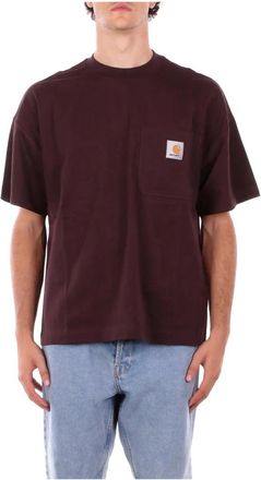 Carhartt Work in Progress Homme, Tops, Brun, Taille: M Marron Logo Poche Avant T-shirt