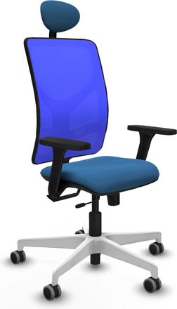 Piqueras y Crespo B&uuml;rostuhl mit 3D-Armen, h&ouml;henverstellbarer Lendenwirbelst&uuml;tze und festem Kopfteil, ausgestattet mit Syncro/Traslack und Schneideschaum, Blau/Hellblau