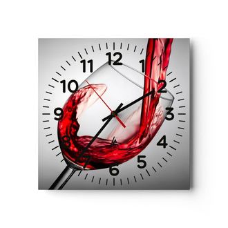 Arttor Modern Wanduhr Trinken Glas Wein 30x30cm Quadrat Klein Wand Uhr Glas Analog Zimmeruhren Küche Büro Wohnzimmer Glasuhr Wall Clock Dekoration Design Wan