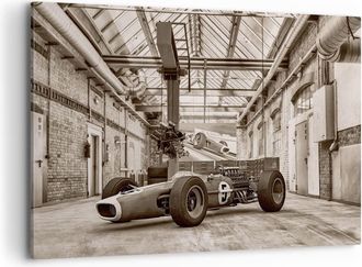 Arttor Wandbilder Dekoration Wohnzimmer Formel 1 Rennen Retro Bilder auf Leinwand 120x80cm Leinwandbild Schlafzimmer K&uuml;che Deko Wand Kunstdruck Art Gro&szlig; XXL 