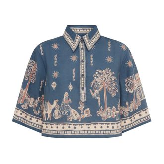 Alemais Femme, Blouses et Chemises, Bleu, Taille: 38 FR Acacia Cropped Shirt