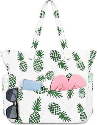 Generic Grand sac de plage imperm&eacute;able et r&eacute;sistant au sable pour femme avec poches zipp&eacute;es, haute capacit&eacute; pour la plage d&eacute;t&eacute;, les voyages en piscine et les 