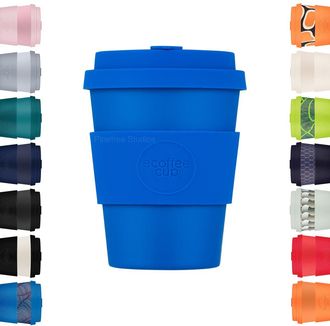 Ecoffee Cup 12 oz 350 ml wiederverwendbare umweltfreundliche 100 % pflanzliche Kaffeetasse mit Silikondeckel & H&uuml;lle - melaminfrei & biologisch abbaubar, sp&uuml;lmasc