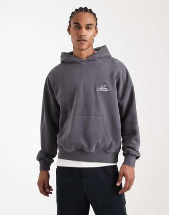 Levi's Kastiger Kapuzenpullover in Dunkelgrau mit Two Horse-Logo
