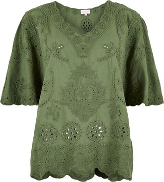 Apricot Embroidered Cotton Top