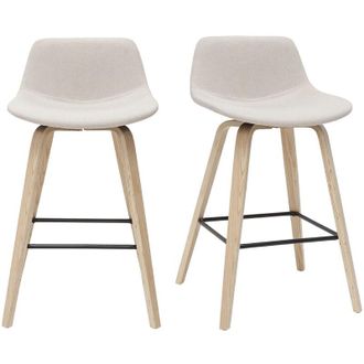 Miliboo Miliboo - Barhocker skandinavisches Design beige und Holz H65 cm (2er-Set) nonie