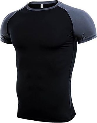 Generic T-shirt de sport &agrave; col rond pour homme &agrave; s&eacute;chage rapide, l&eacute;ger et respirant, coupe ajust&eacute;e, haut d&eacute;contract&eacute; &agrave; manches courtes, polo d&eacute;t&eacute; pour un usag