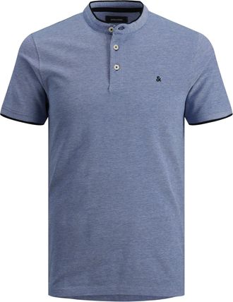 Jack & Jones Herren Polo T-Shirt Pique Hemd Kurzarm Basic Oberteil Cotton Logostickerei JJEPAULOS, Farben:Blau, Größe:XL
