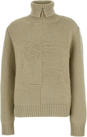 Burberry Femme, Pulls, Beige, Taille: 38 FR Pull &agrave; col montant avec motif EKD