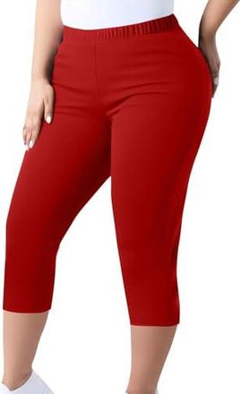 Generic Pantacourt pour femme - Taille élastique - Longueur 3/4 - Legging dété décontracté - Pantacourt grande taille - Pantacourt dentraînement - Couches de 