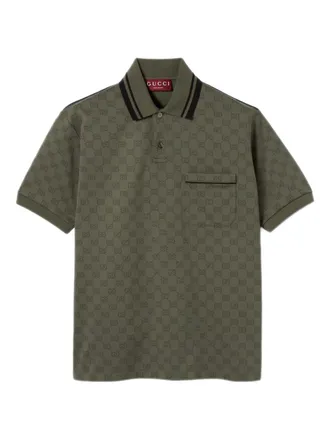Gucci Poloshirt mit GG-Jacquard - Grün