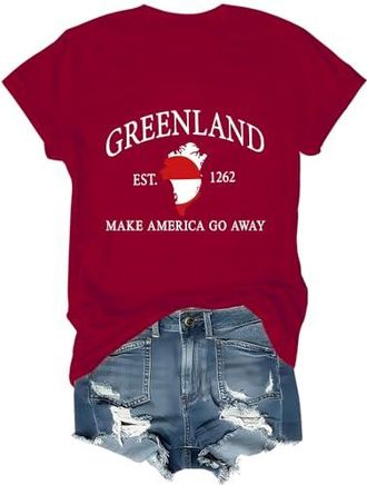Generic Greenland T-shirt Make America Go Away pour homme et femme, bordeaux, XXL