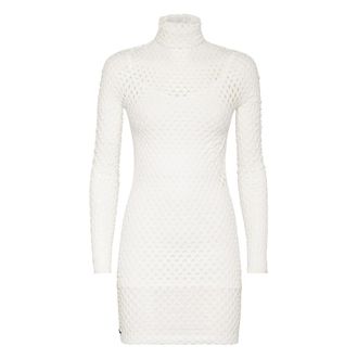 Philipp Plein Kurzes Kleid Nahtloses Mesh - - Dresses - Damen - Wei&szlig; - 2XL