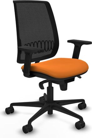 Piqueras y Crespo Alares Stuhl mit Lendenwirbelst&uuml;tze mit 2D-Armlehnen. Ausgestattet mit 5 Positionen und injiziertem Schaum. 65 mm Nylon-Rollen. Schwarz/Orange