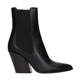 Jimmy Choo London Femme, Chaussures, Noir, Taille: 38 EU Bottines en cuir &agrave; fermeture &eacute;clair lat&eacute;rale et talon bloc