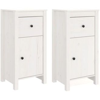 vidaXL Sideboards 2 Stk. Wei&szlig; 40x35x80 cm Massivholz Kiefer Vidaxl
