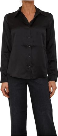 Nenette Femme, Blouses et Chemises, Noir, Taille: 36 FR Camicia Fittata Tessuto Raso Seta 16mm