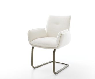 DELIFE Freischwinger Nela-Flex Boucl&eacute; Soft Beige Freischwinger flach Effektfinish Titan, Esszimmerst&uuml;hle