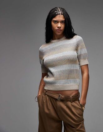 & Other Stories Transparentes Oberteil in Beige gestreift-Neutral