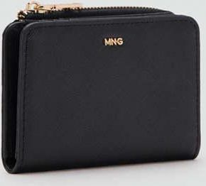 Mango Geldb&ouml;rse mit Saffiano-Effekt und Umschlag schwarz - Damen - Einheitsgr&ouml;&szlig;e - MANGO