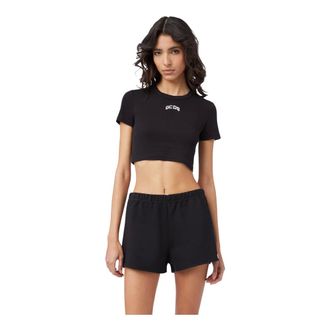 GCDS Gcds - T-shirt court Logo Lounge - Femme - Tops - Noir - Taille: 40 FR