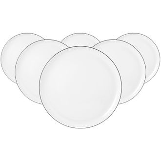SELTMANN WEIDEN Lido Black Line Speiseteller 6er Set, &oslash; 26 cm, Runder Essteller mit schwarzem Rand, Porzellan