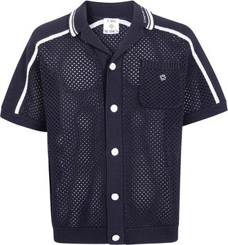 Casablanca Homme, Chemises, Noir, Taille: S Short Sleeve Mesh Shirt