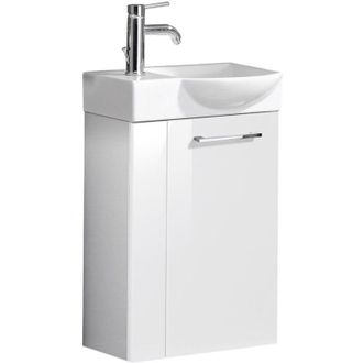 Fackelmann SBC SCENO G&auml;ste WC Set 3-teilig 45 cm, Wei&szlig;, rechts, Keramik Hahnloch links + Armatur-90051145