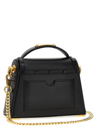 Balmain Womens Top Handle Bag Black Calfskin Leather