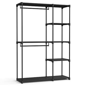 Songmics Armoire de Rangement, Penderie Pliable, Dressing, Armoire Métallique, avec Barres de Suspension, Porte-vêtements, pour Vestiaire, Chambre, 124 x 43 x 