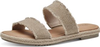 Tamaris Damen Mules Pantoletten Textil Sommer; BEIGE/beige; 36 EU
