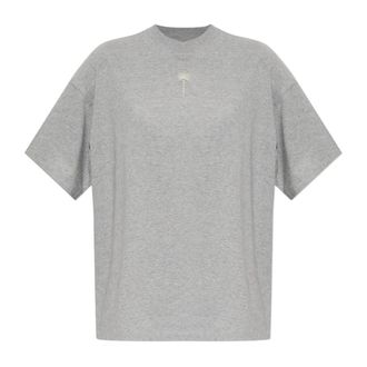 Palm Angels Logo T-Shirt - - Tops - Damen - Grau - M