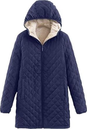 Generic Vestes dhiver 2026 pour femmes, manteau &agrave; capuche doubl&eacute; en polaire &agrave; manches longues, v&ecirc;tements dext&eacute;rieur mi-longs, veste chaude et confortable pour