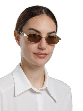 Ana Hickmann Hickmann HI3248 Metal Rectangle Sunglasses - Gold