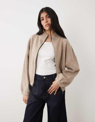 Cotton On Bomber luxueux &agrave; ourlet pliss&eacute; - Cha&iuml; chin&eacute;-Neutral