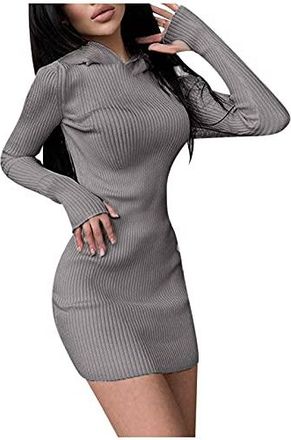 Generic Robe Pull Hiver Col Roul&eacute; Robe Pull Femme Chic &Eacute;l&eacute;gant Sexy Moulante Robe en Tricot &agrave; Manches Longues Automne Hiver pour F&ecirc;te Bureau D&eacute;contract&eacute; n46