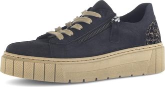 Gabor Damen Low-Top Sneaker, Frauen Sneaker,schn&uuml;rer,Passform,wechsel-Fussbett,Optifit,breit,Hovercraft,sacchetto,Dark-Blue/Farro,38.5 EU / 5.5 UK