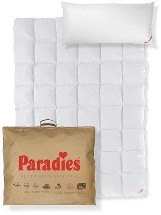 Paradies Bettenset - Mikrofaser Ganzjahresdecke 135x200 cm inkl. mittleres Kopfkissen 40x80 cm mit Bio-Baumwoll Bezug