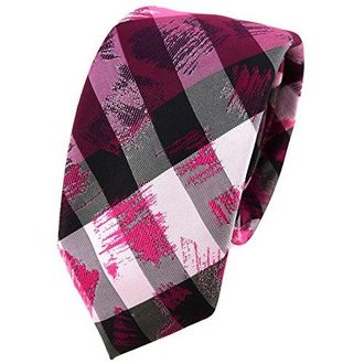 TigerTie étroit cravate en bordaux pink rosé gris argent noir rayé