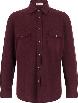 Brunello Cucinelli L - Lana - - Shirts - Herren - Rot - XL